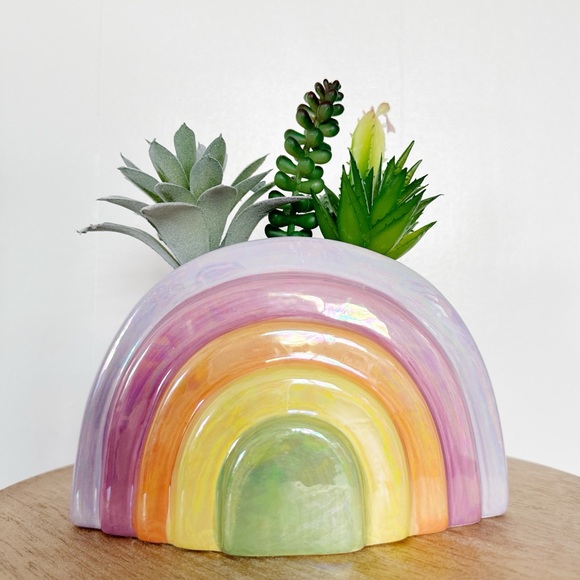 Urban Outfitters | Accents | Ceramic Rainbow Faux Plant | Poshmark